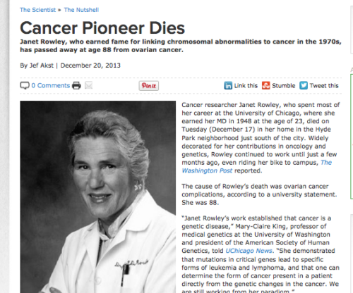 Paradigm-shifter, Dr. Janet Rowley, dies – Recharge Biomedical